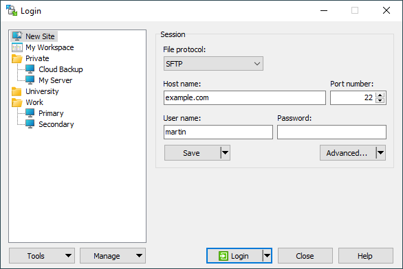 Using Winscp As Putty Session Manager With Folders And Incremental Search Winscp